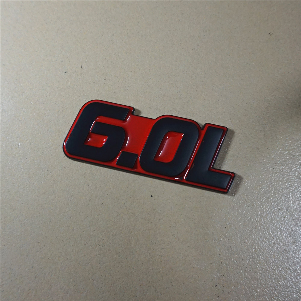 1PC Red Black 6.0L Metal Decal Sticker Badge Emblem Turbo V12 Engine 3D ...