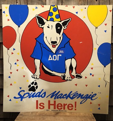 RARE Vintage 1987 Spuds Mackenzie Dog Bud Light Beer 2 Sided ...