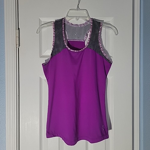 JoFit Golf Top Womens Medium Purple Black Polka Dot Tank Tennis ...