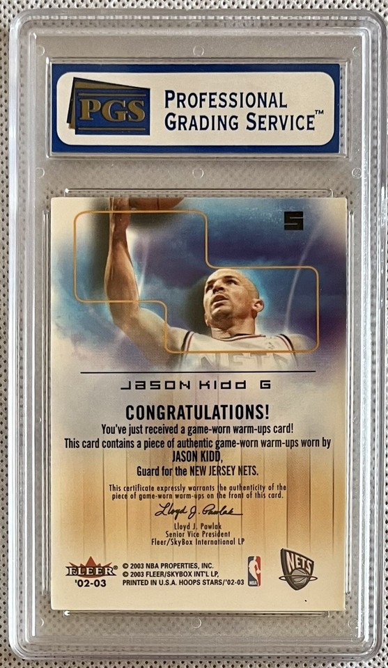 2002 NBA Hoops Stars Fleer JASON KIDD Rare Air Warmup Jacket Patch Nets ...