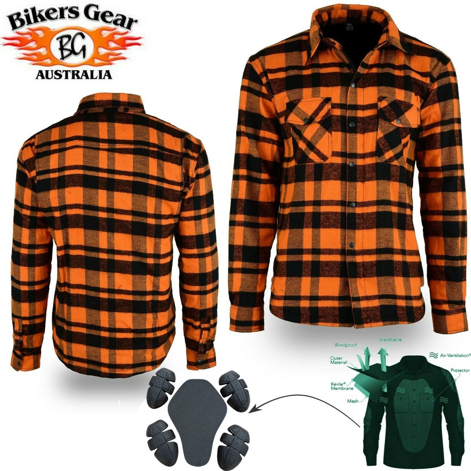 Australian Bikers Gear Mens Motorcycle Motorbike Flannel Shirt lined ...