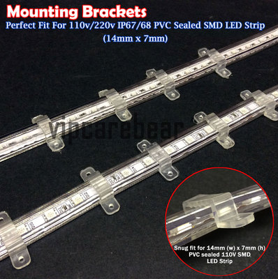 30pcs 14mm x7mm PVC Mounting Brackets for 110V 5050/3528 IP67/68 LED ...