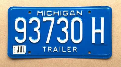 1980s Michigan Trailer License Plate Tag # 93730 H | eBay