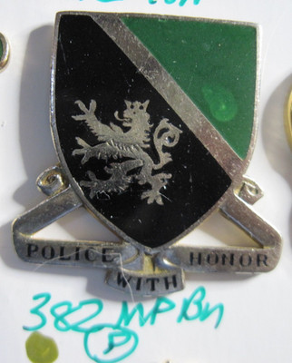 Army crest DUI DI cb clutchback 382nd MILITARY POLICE BATTALION MP bn ...