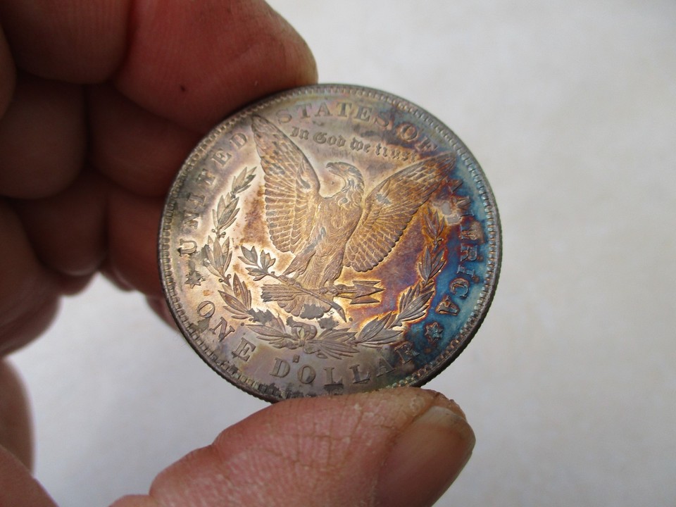 1878S Morgan Dollar, Rainbow toned,Nice AU coin,fabulous toning, Obv ...
