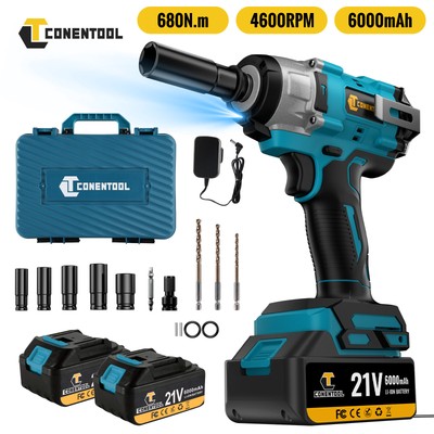 21V Cordless Impact Wrench Brushless Rattle Gun 1/2" Driver Set + 1/2 ...