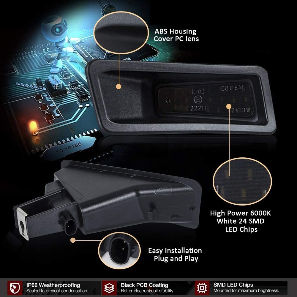 OE-Fit White 18-SMD Full LED License Plate Light Kit For 19+ RAM 1500 ...