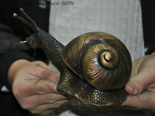 8"Rare old Chinese bronze copper Feng shui wealth auspicious snails ...
