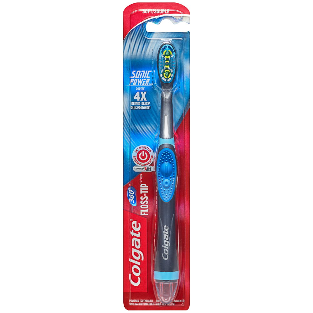 Colgate 360 Total Advanced Floss-Tip Sonic Powered Vibrating Toothbrush ...