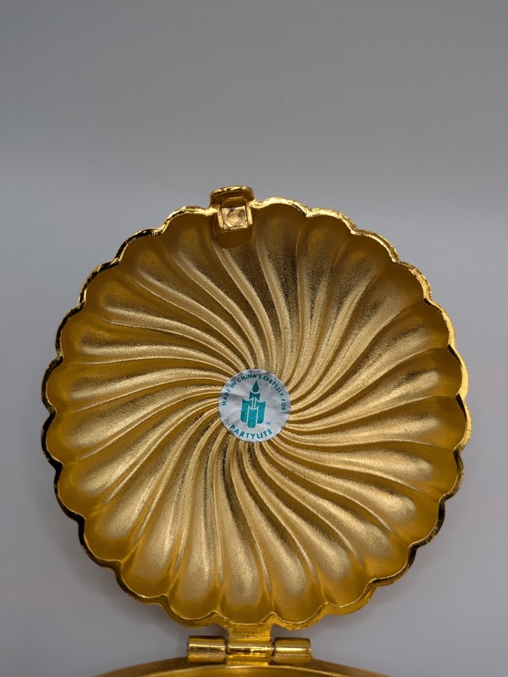 Party Lite Gold Tealight Candle Holder Clamshell Travel Compact Retired ...