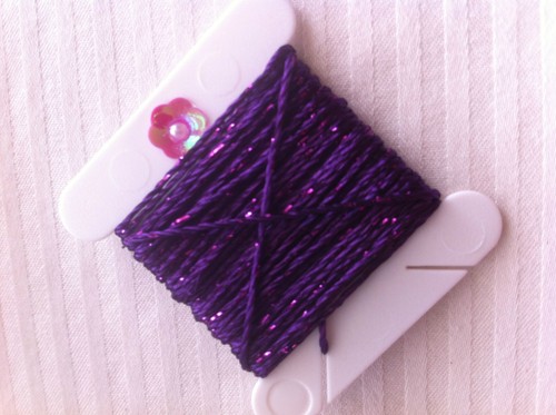 Purple Metallic Embellishing Thread x 3m Couching Twine Bead Wonderfil ...