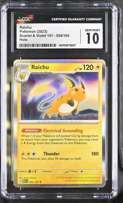 Pokemon Scarlet Violet 151 MEW EN 026/165 RAICHU Holo CGC Graded 10 GEM ...