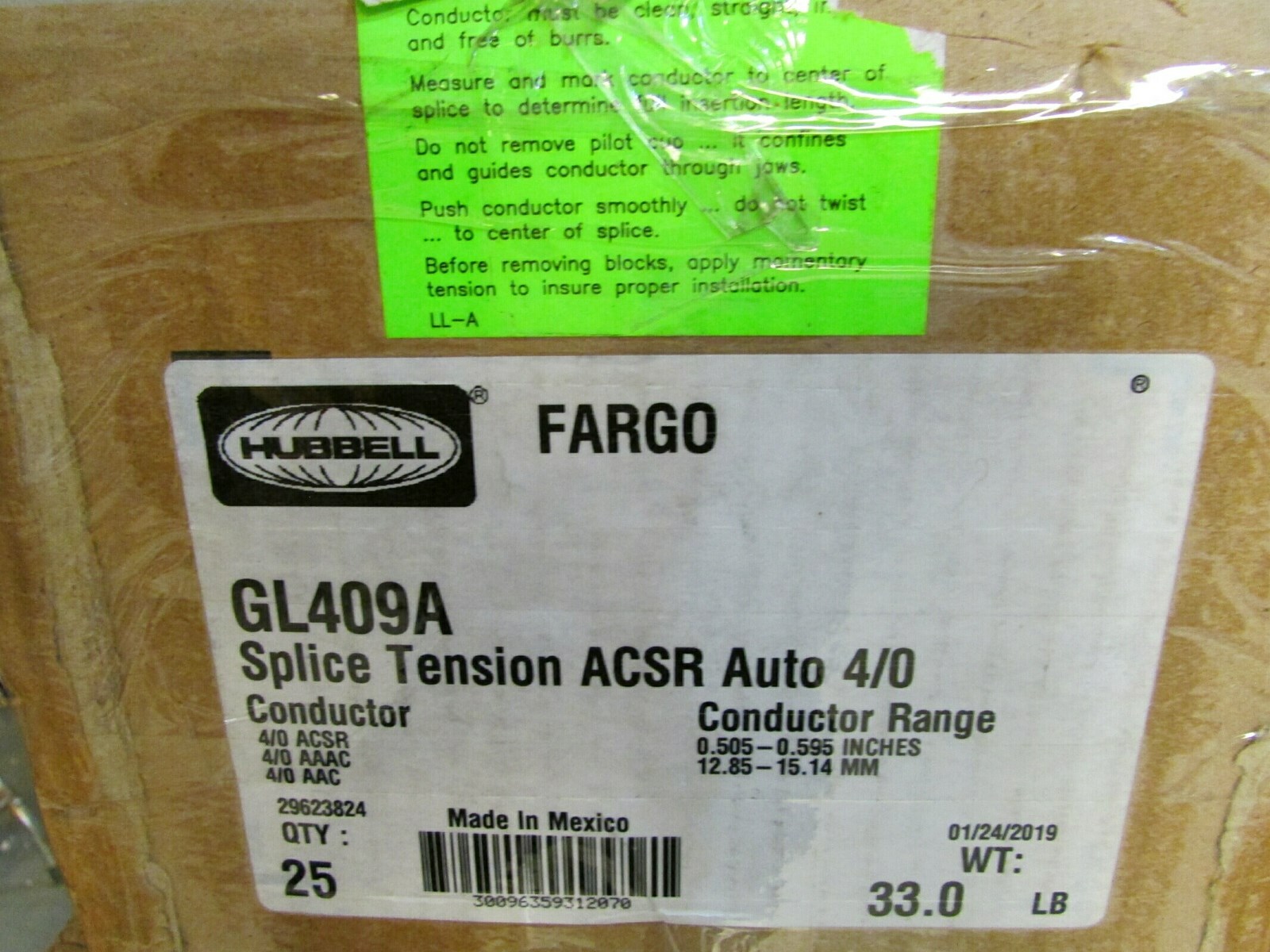 New Hubbell Automatic Overhead Line Splice for 4/0 AAC, AAAC ACSR ...