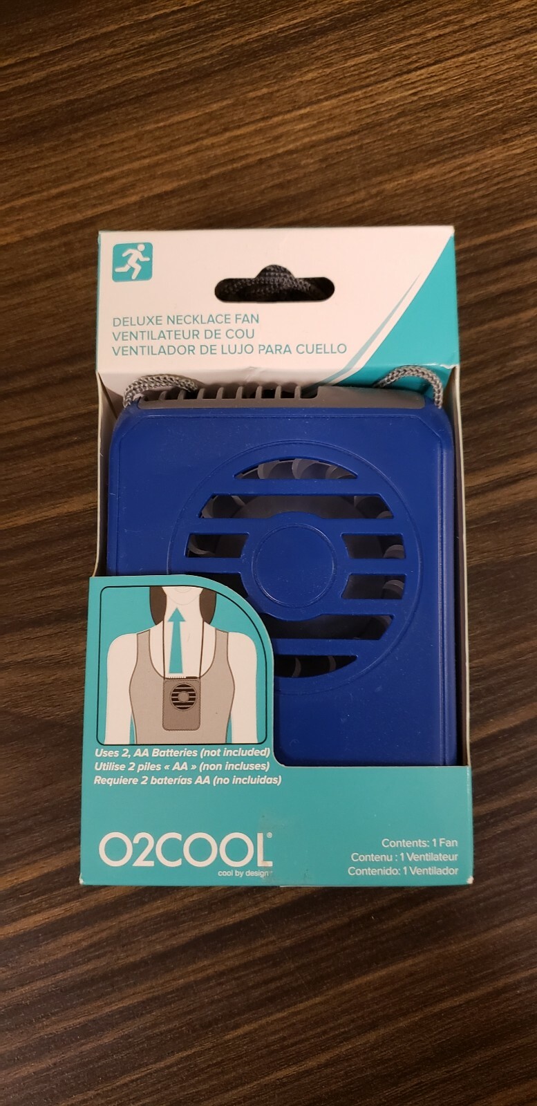 O2COOL Deluxe Necklace Fan Portable Personal Battery Operated Dark Blue ...