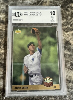 1993 UPPER DECK #449 DEREK JETER BCCG 10 MINT OR BETTER TOP PROSPECT ...
