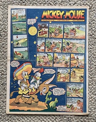 WALT DISNEY MICKEY MOUSE NEWSPAPER JUNE 20, 1942 BRITISH TABLOID COLOR ...