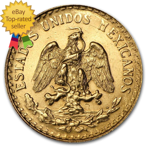 1919-1948 (Random Year) Mexican 1/5 Hidalgo Gold 2 Pesos Coin Brilliant ...
