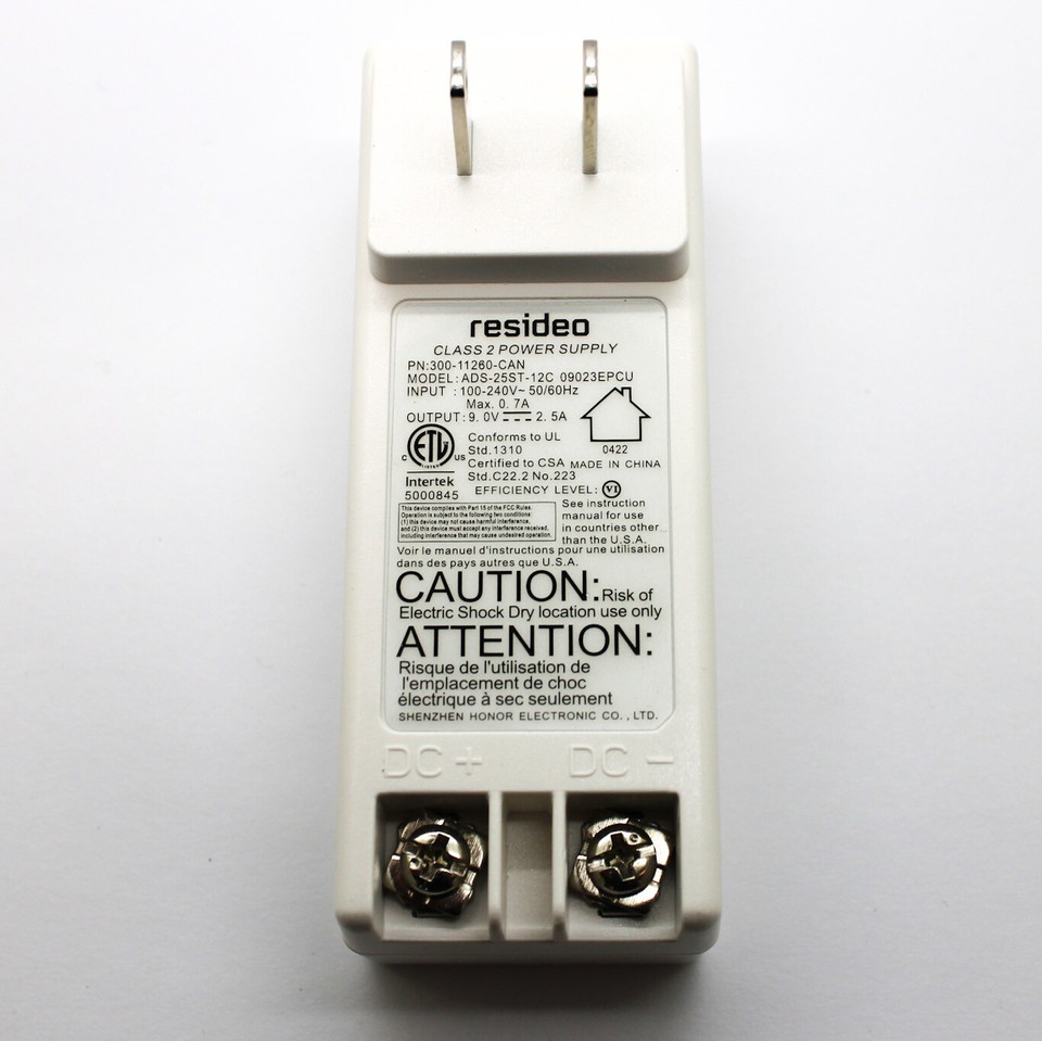 Honeywell Resideo 9V 2.5A Class 2 Power Supply ADS-25ST-12C 300-11260 ...