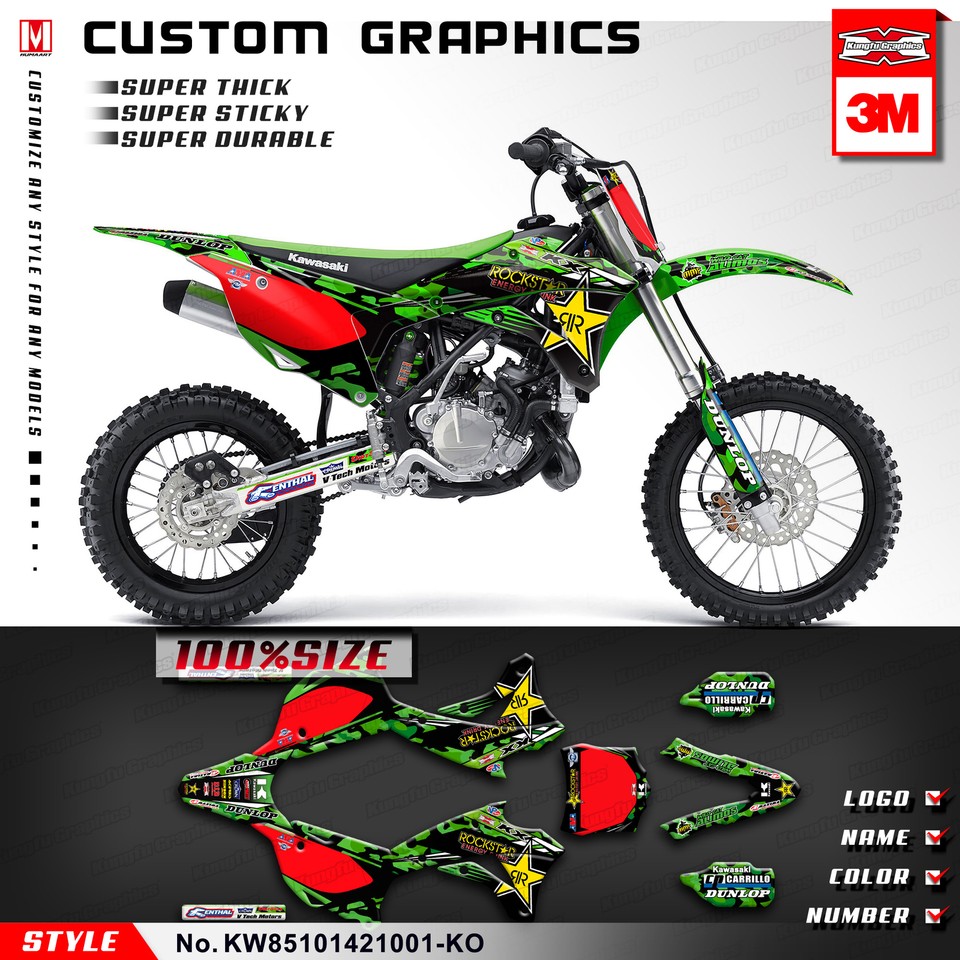 Custom Graphics MX Decal for KX85 KX100 2014 2015 2016 2017 2018 2019 ...