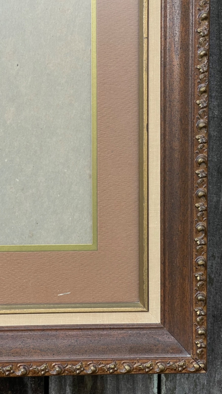 3 VTG MID-CENTURY 14x17 WOOD PICTURE FRAMES Gold Foil Double Matted ...