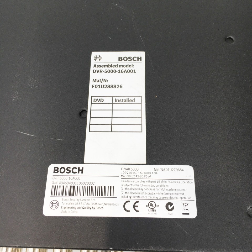 BOSCH Divar DVR-5000-16A001 16 Channel DVR - Has Password On | eBay UK