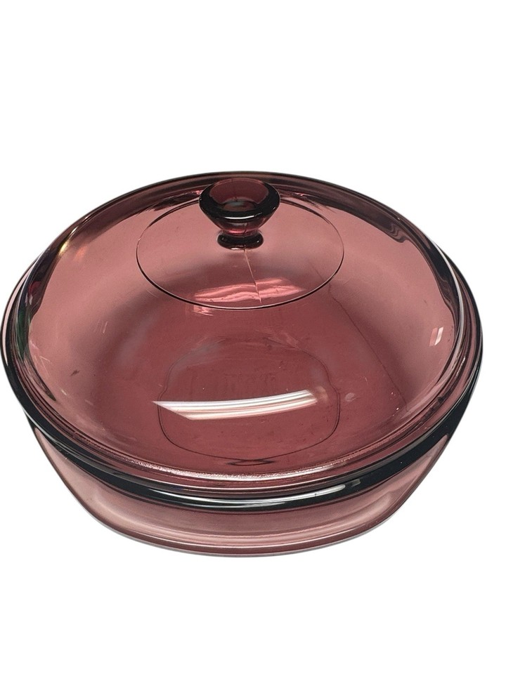 Pyrex Cranberry Pink Glass Covered Casserole Dish D24 Mid Century ...