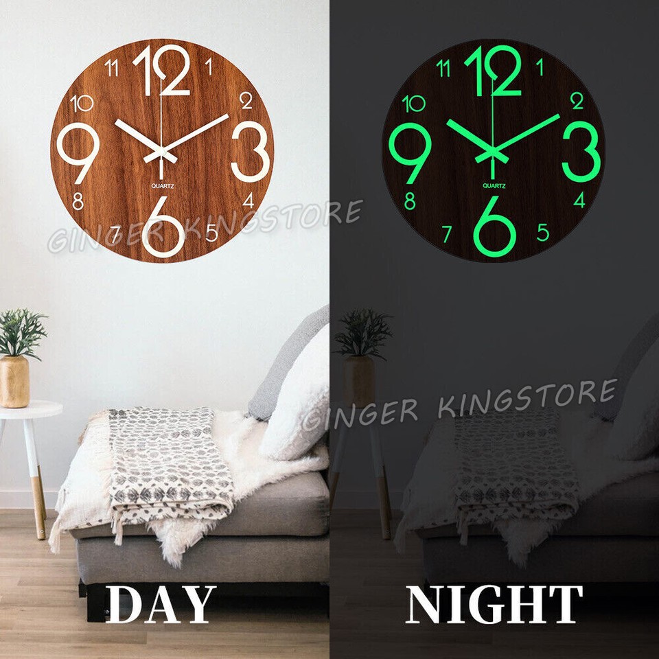 Wooden Wall Clock Vintage Rustic Wood for Room Bedroom Decor Silent Non Ticking | eBay Australia