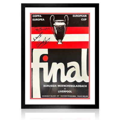 Liverpool 77' European Final Poster Signed By 3 Deluxe Mount Frame ...