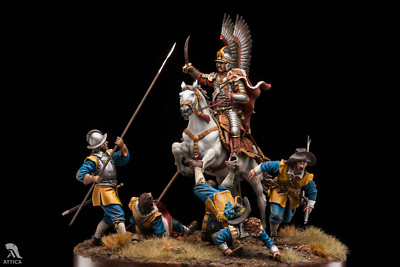 Polish winged hussar chases of swedish pikemen Painted Toy Soldier Pre ...