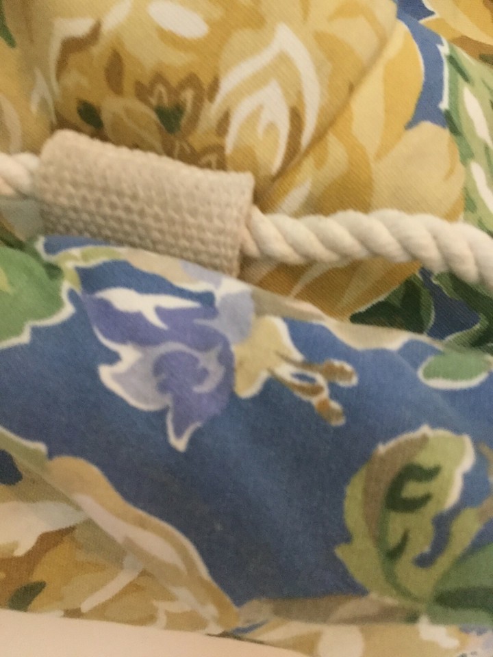 Laura Ashley Vtg Blue Yellow Floral Canvas Cinch Backpack Rope Straps ...