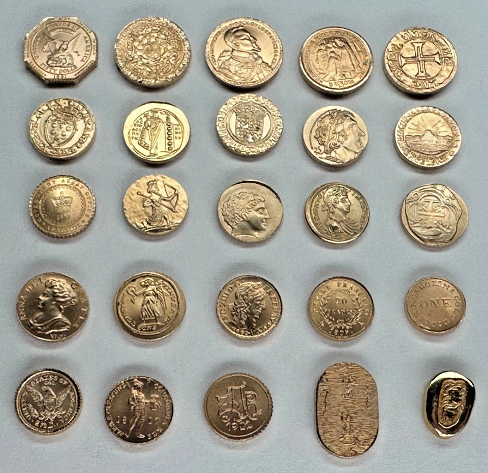 Set 50 Diff Solid 14K Gold World Mini Coins Franklin Mint 1981 25 ...