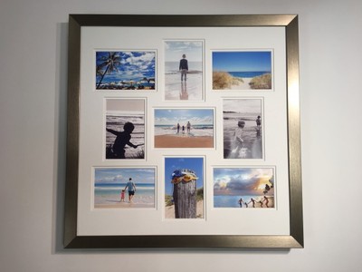 Large Multi App Photo Frame Fits 9-6"x4" Double White Mount Silver ...