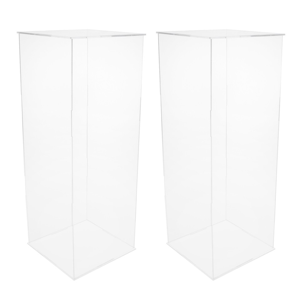 2x Acrylic Column Flower Stand Crystal Chains Geometric Wedding ...