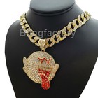 Gold Plated Mario Ghost Boo Pendant & Iced Cuban Cubic Zirconia Chain ...