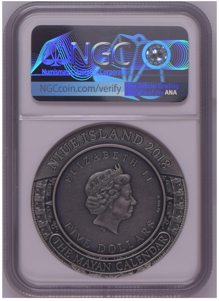 NGC MS70 Niue 2018 Ancient Calendars "Mayan Calendar" 2 oz Silver Coin ...