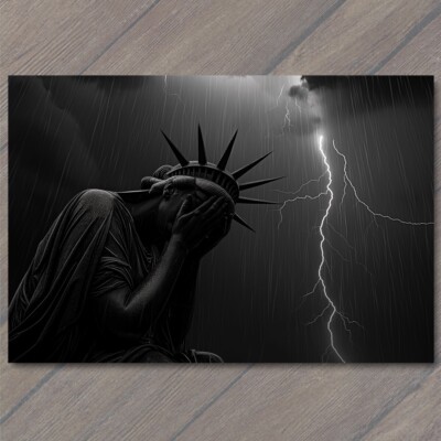 POSTCARD Statue of Liberty Expresses Headache Disgust Crying Weeping ...
