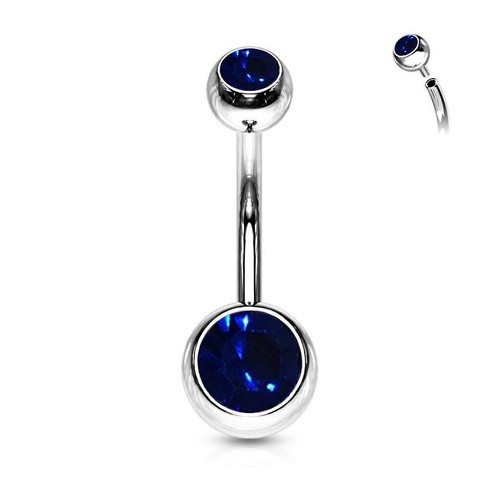 1 Ct Round Blue Sapphire Lab-Created Belly Button Ring 14 Gauge ...