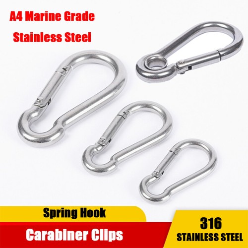316 Marine Grade Stainless Steel Carabiner Spring Hook Snap Clips ...