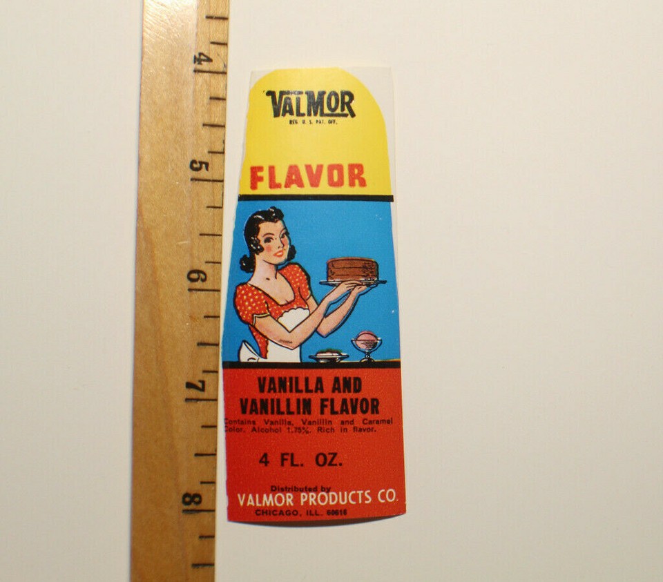 C1930-40 Valmor Vanilla Vanillin Flavor Woman Holding Cake Label | eBay