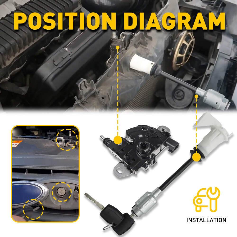 Bonnet Release Lock Latch 1343577 For Ford Focus Mk2 Repair Set Kit ...