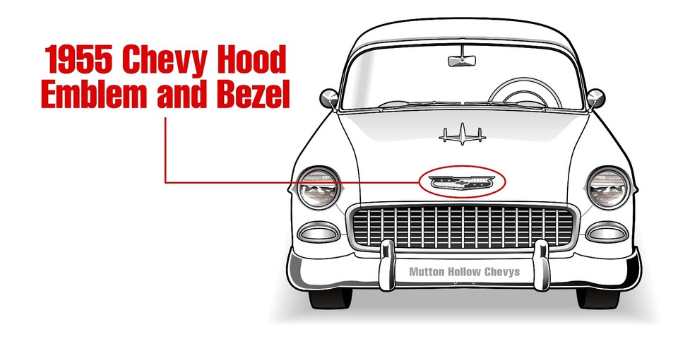 55 Chevy Hood Emblem & Bezel Fargo Brand 1955 Chevrolet New | eBay