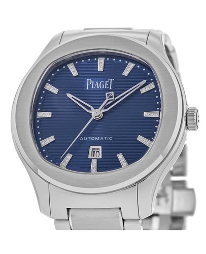 New Piaget Polo Date Automatic Blue Diamond Dial Steel Women's Watch ...