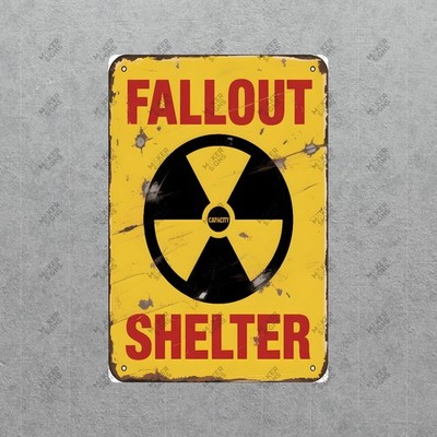 Vintage Fallout Shelter Metal Sign Retro Atomic Era Decor Cold War ...