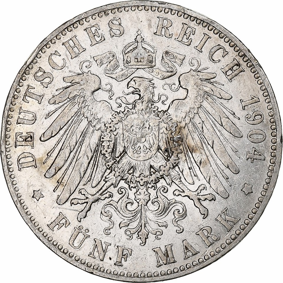 Deutsch Staaten, PRUSSIA, Wilhelm II, 5 Mark, 1904, Berlin, SS, Silber ...