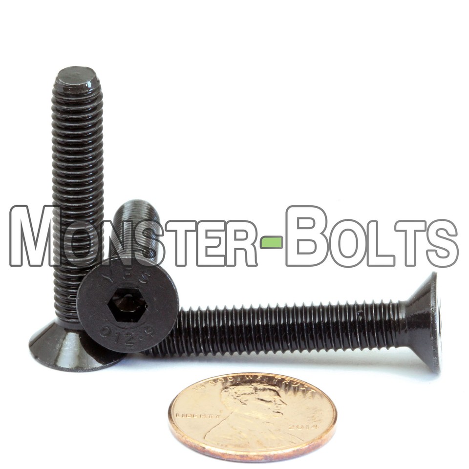 M6 Flat Head Socket Cap Screws, 12.9 Steel w/ Black Oxide DIN 7991, 1.0 ...