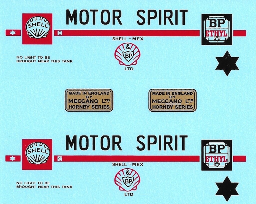 Hornby O Gauge Tanker | Shell Motor Spirit BP | Waterslide Transfer ...