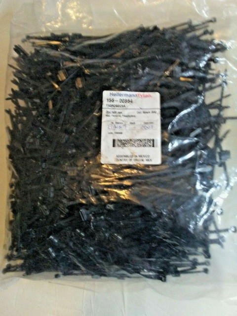 Bag of 500 HellermannTyton 156-00864 Black Outside Serrated Cable Tie ...