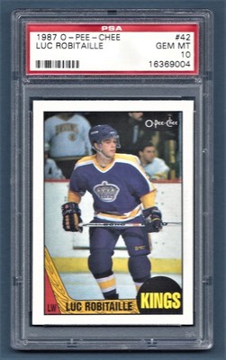 1987 O-PEE-CHEE Luc Robitaille Kings #42 Rookie PSA 10 #16369004 (HOF ...