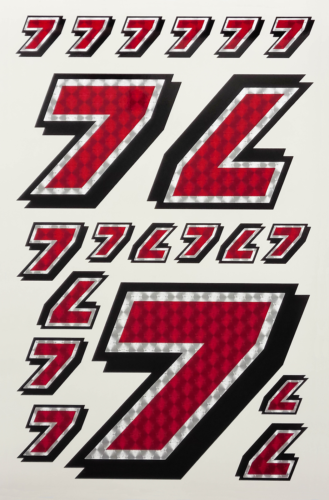 Racing Numbers Number 7 Decal Sticker Pack Red Silver 1/8 1/10 RC ...