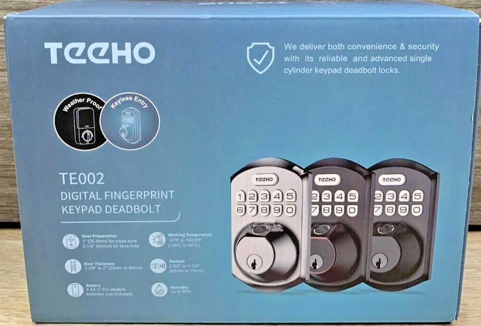 TEEHO TE002 Fingerprint Keyless Entry Door Deadbolt W/Keypad(Oil-rubbed ...